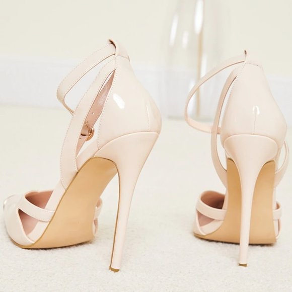 PrettyLittleThing | Shoes | Pretty Little Thing Nude Patent Cut Out ...